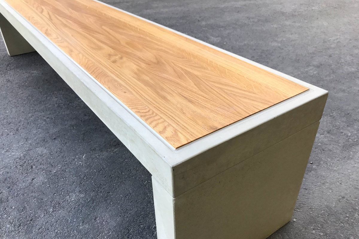 Modern Concrete Bench with Oak Seat - Indoor & Outdoor Use – Frame3dArt