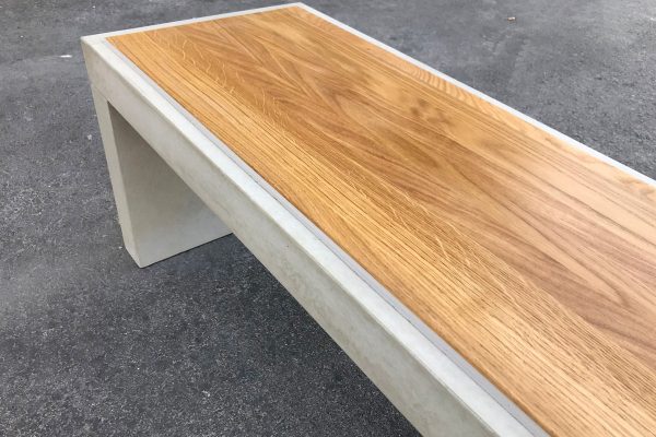 Modern Concrete Bench with Oak Seat - Indoor & Outdoor Use – Frame3dArt